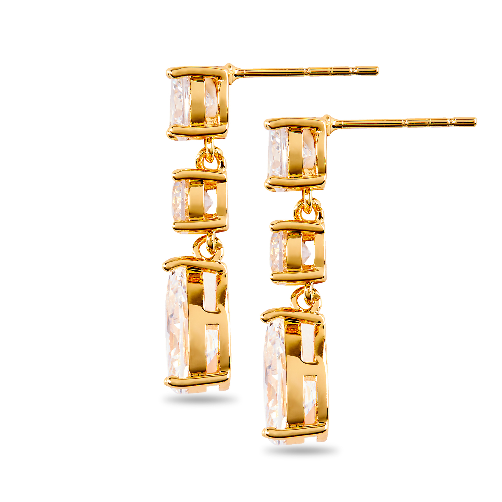 CLARA – Three Stone Drop Earrings | Layered Jewelry